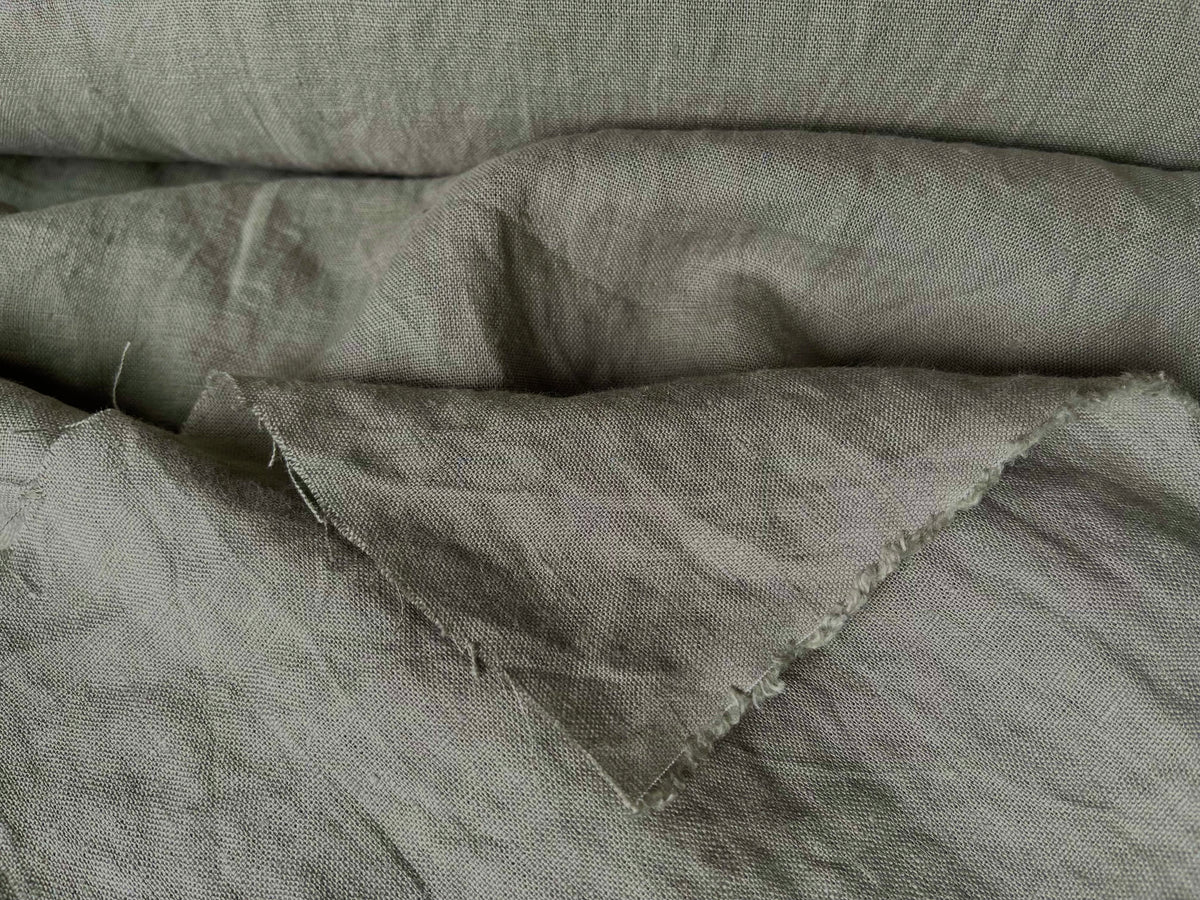 Washed Linen Fabric - Deep Sage – Terra Textilia