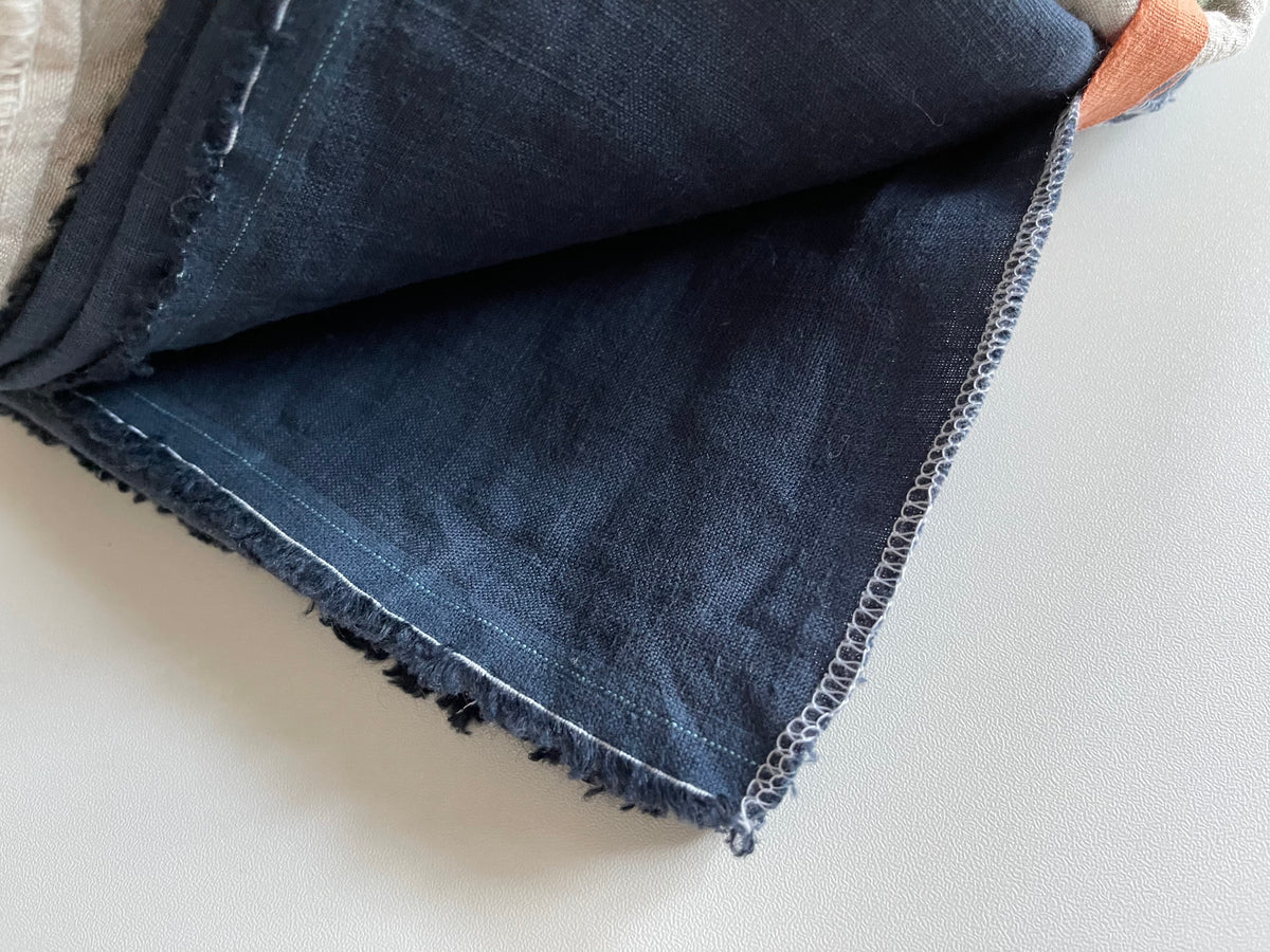 Linen Fabric Remnants - Navy Blue, Natural, Beetle – Terra Textilia